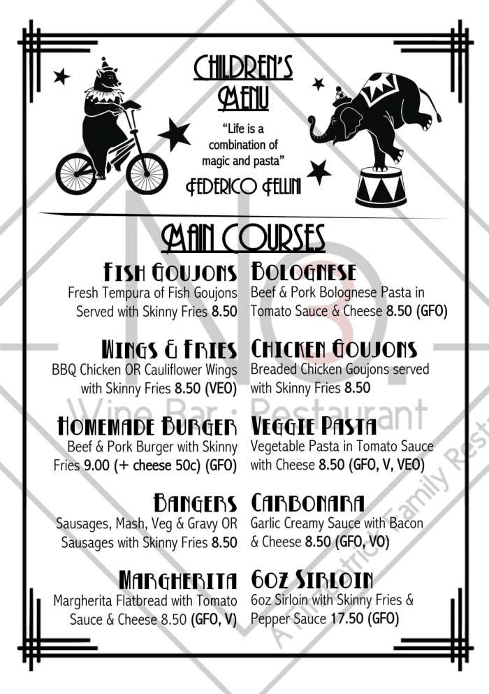 Menus/Gallery – No. 3 Wine Bar & Restaurant