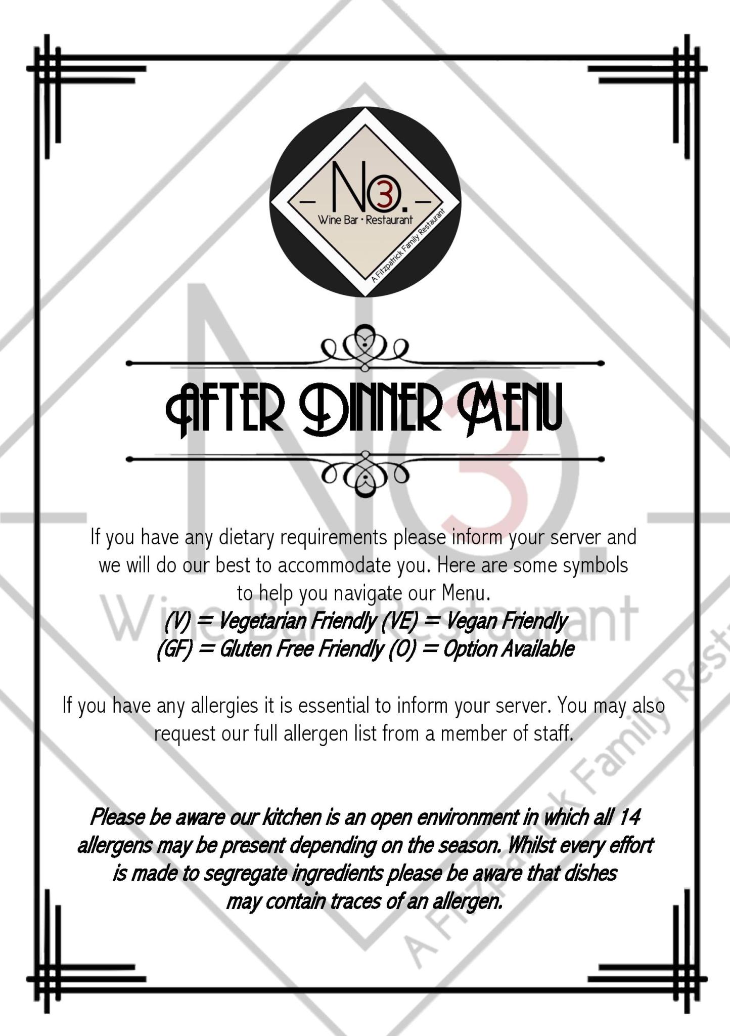 Menus/Gallery – No. 3 Wine Bar & Restaurant