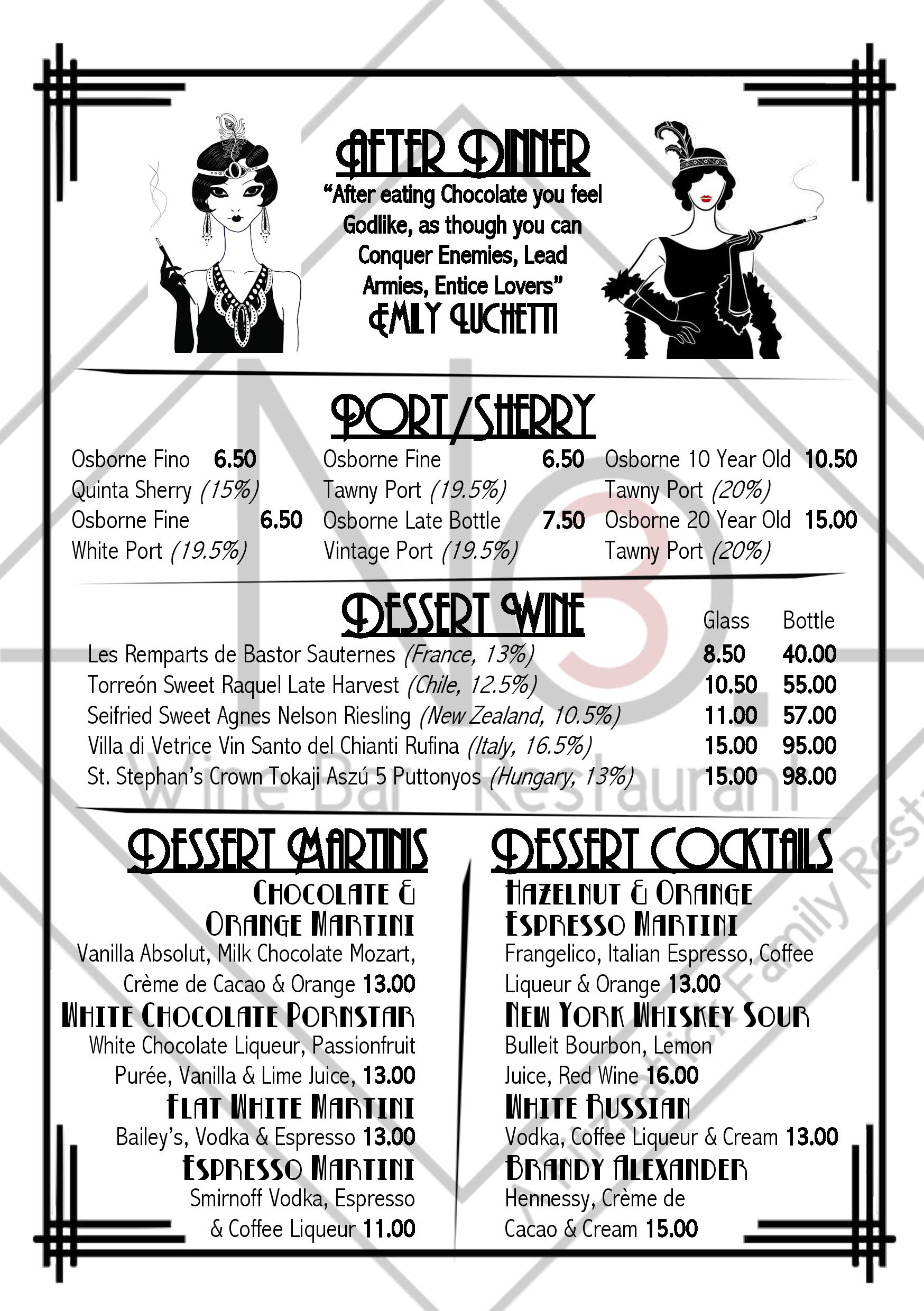 Menus/Gallery – No. 3 Wine Bar & Restaurant