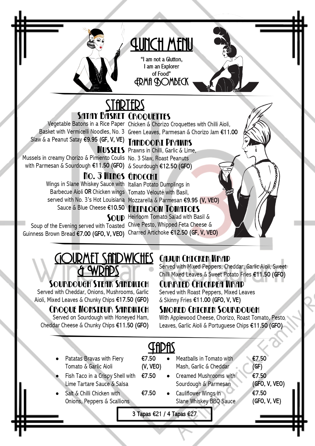 Menus/Gallery – No. 3 Wine Bar & Restaurant