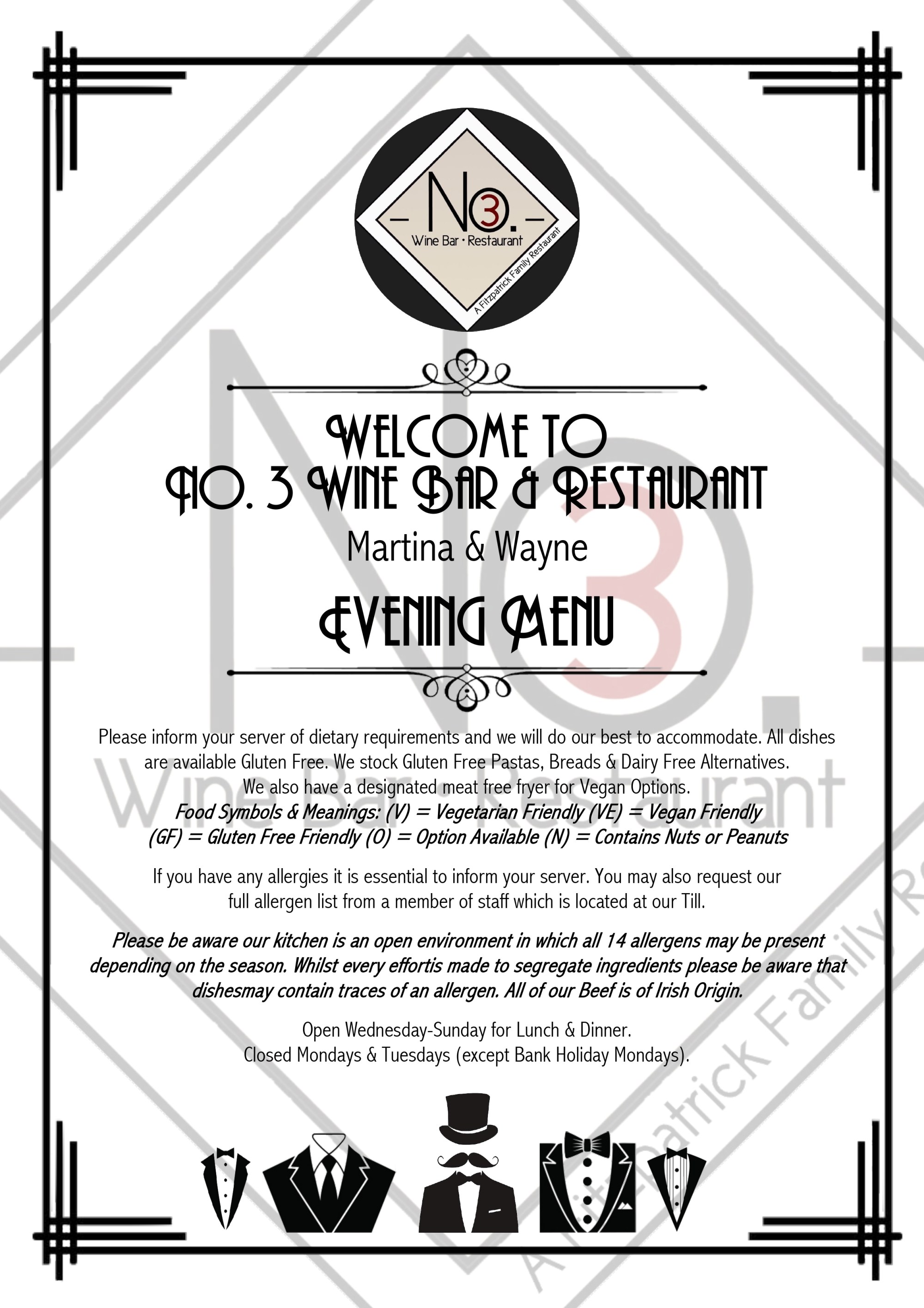 Menus/Gallery – No. 3 Wine Bar & Restaurant