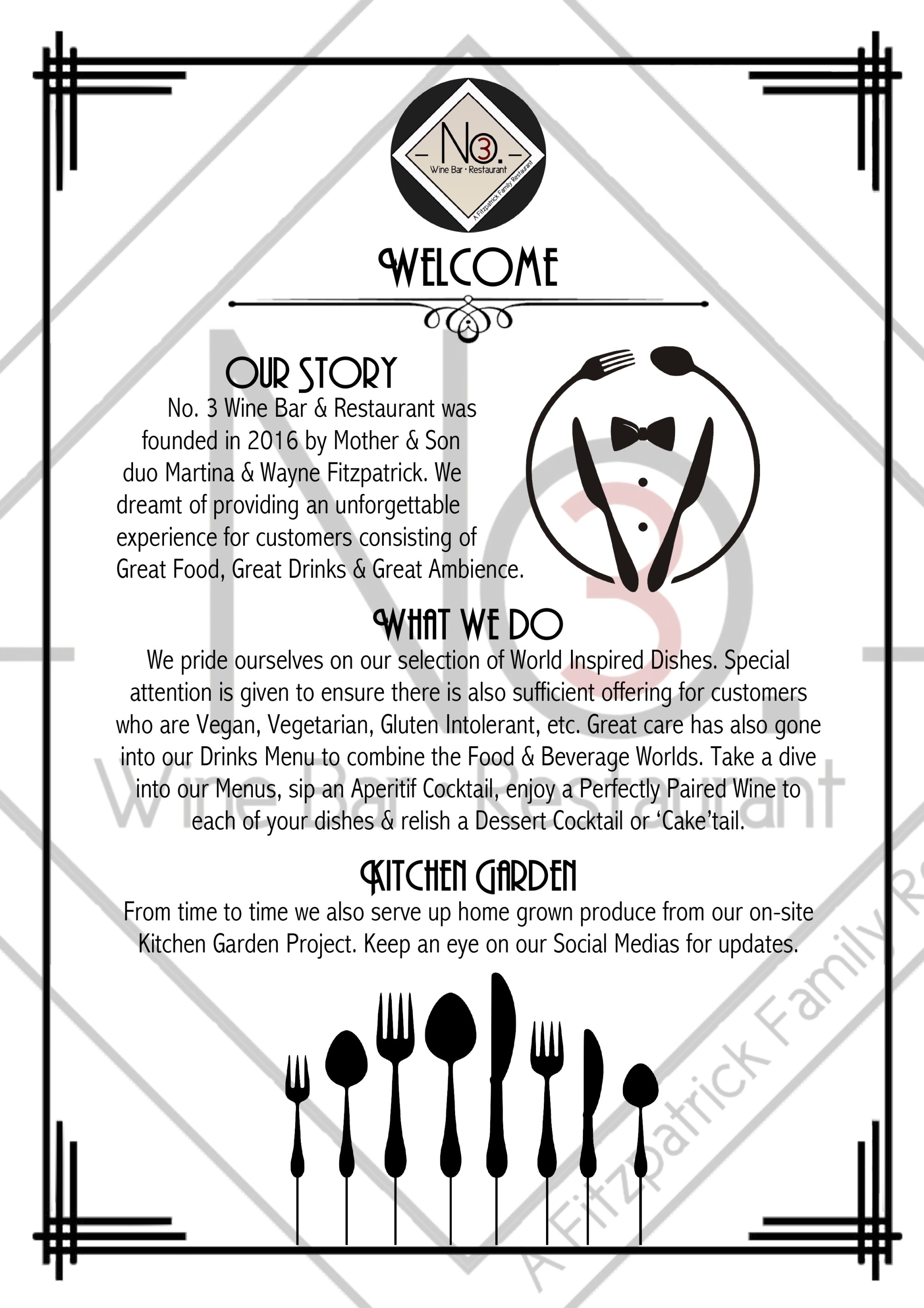 Menus/Gallery – No. 3 Wine Bar & Restaurant