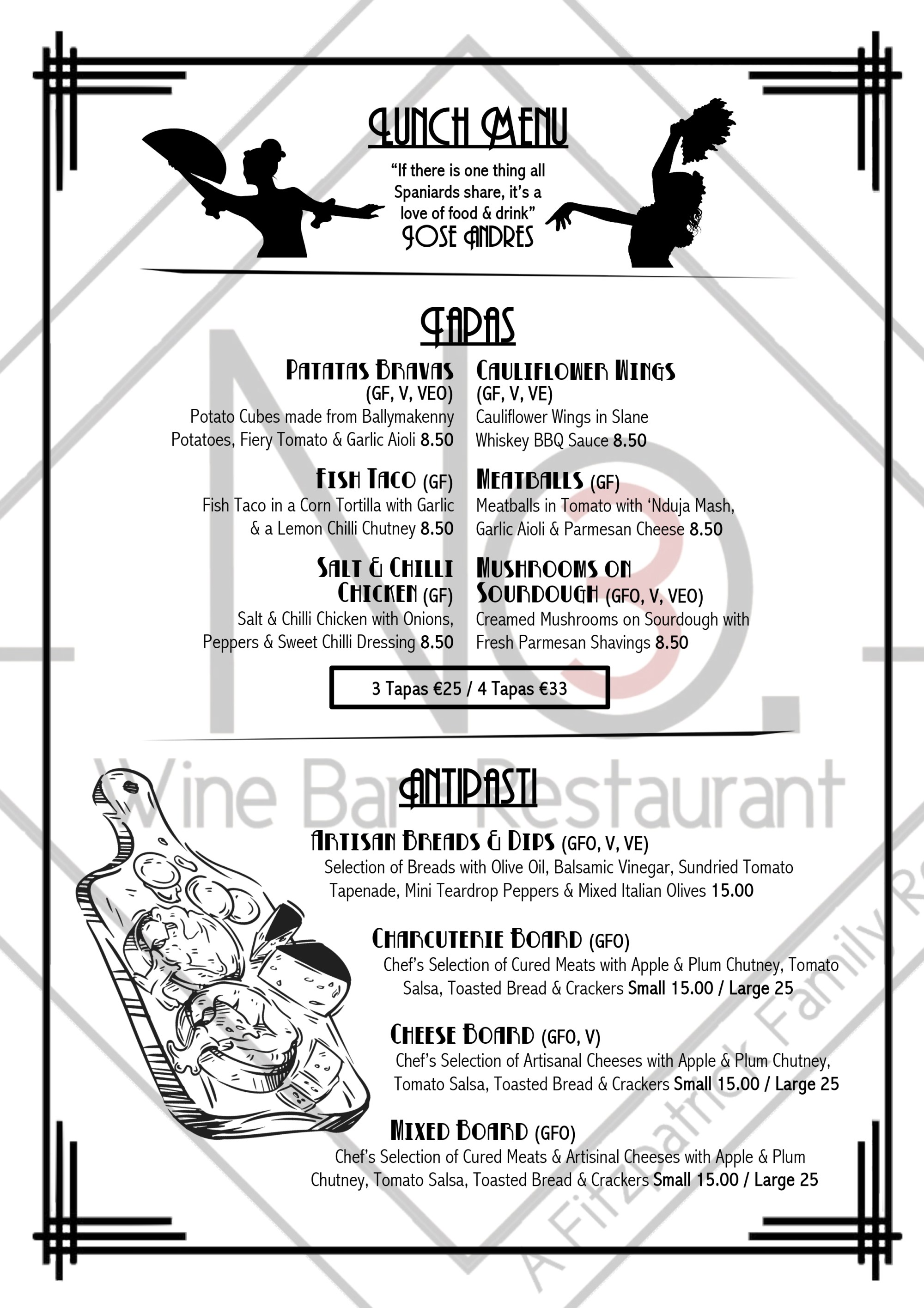 Menus/Gallery – No. 3 Wine Bar & Restaurant